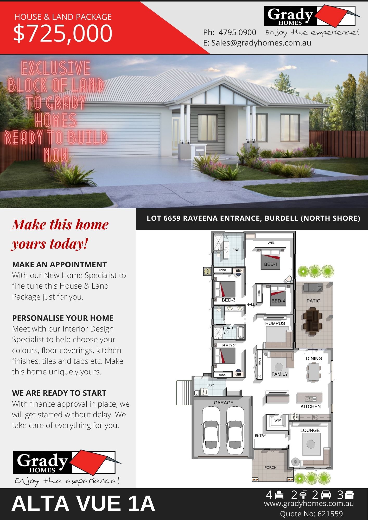 Grady Homes Floor Plan Range - 3 Bedroom & 4 Bedroom Floor Plans