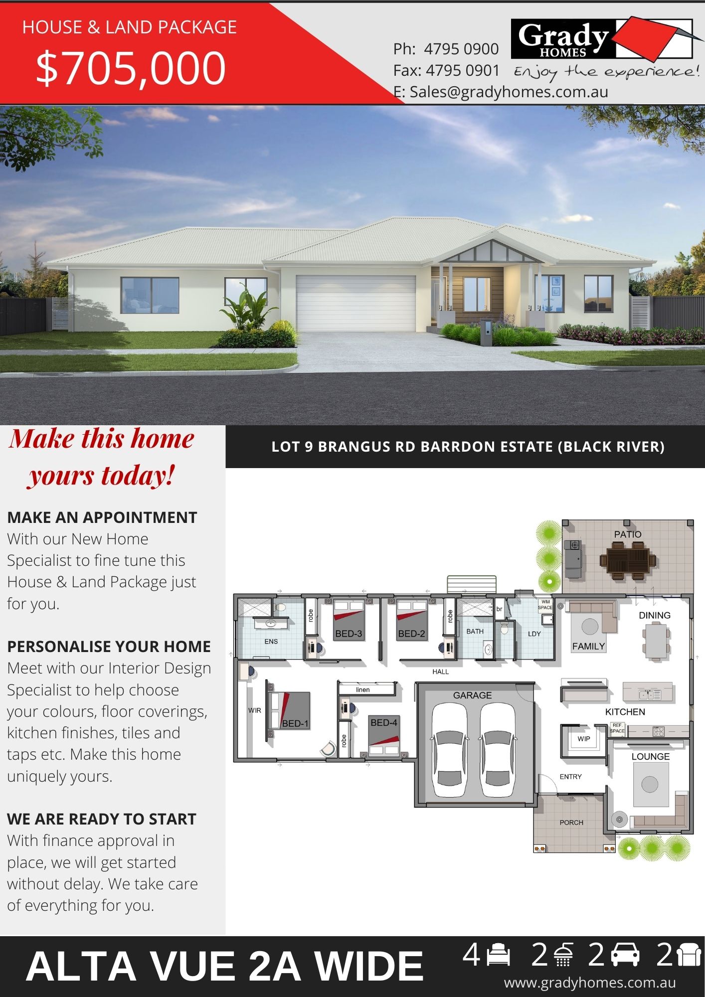 Grady Homes Floor Plan Range - 3 Bedroom & 4 Bedroom Floor Plans